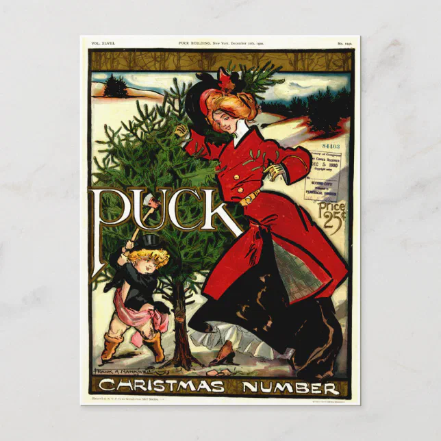 Puck Magazine Christmas 1900 Holiday Postcard | Zazzle