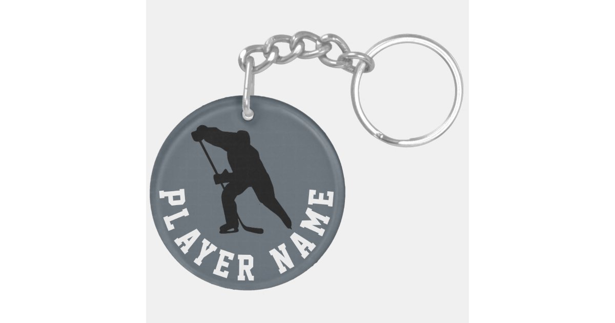 Puck & Player, Ice Hockey Key Chain | Zazzle