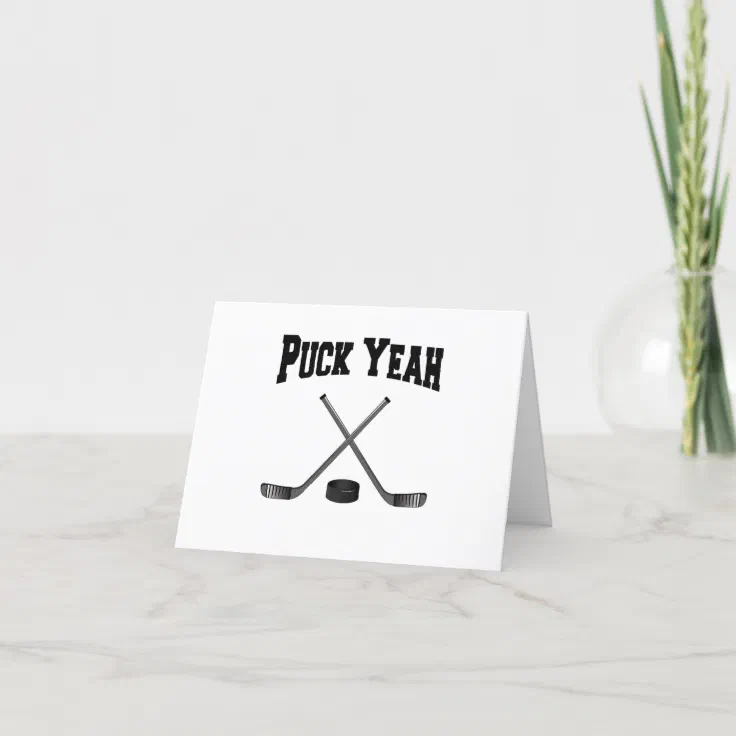 Puck Yeah Hockey Thank You Card | Zazzle