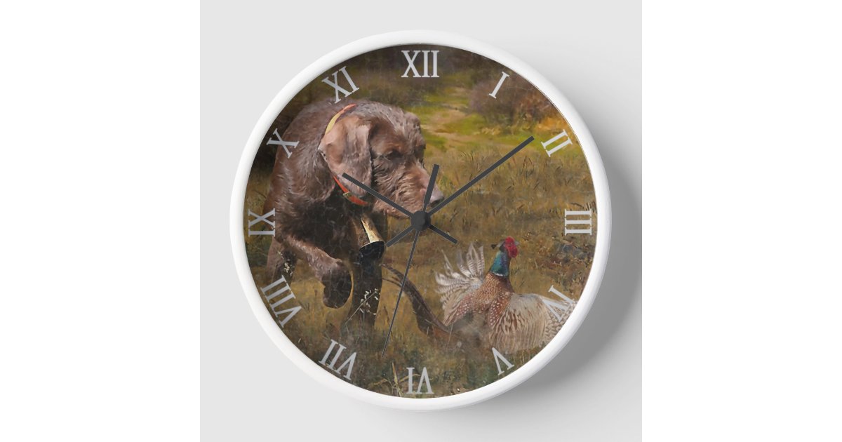 Pudelpointers, Hunting pheasant Clock | Zazzle