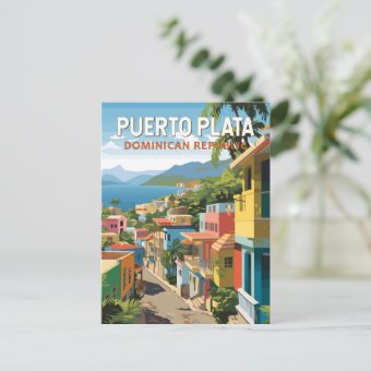 Puerto Plata Dominican Republic Travel Art Vintage Postcard | Zazzle