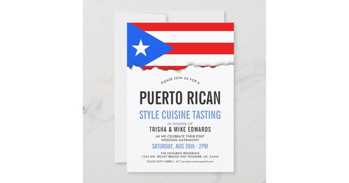 Puerto Rican Cuisine | Party Flag Invite | Zazzle