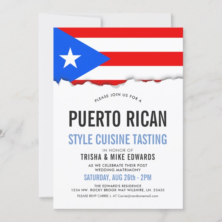 Puerto Rican Cuisine | Party Flag Invite | Zazzle
