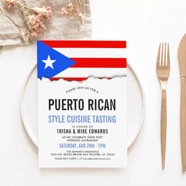 Puerto Rican Cuisine | Party Flag Invite | Zazzle