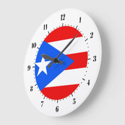 Puerto Rican flag Large Clock | Zazzle