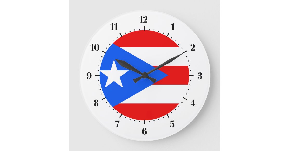 Puerto Rican flag Large Clock | Zazzle