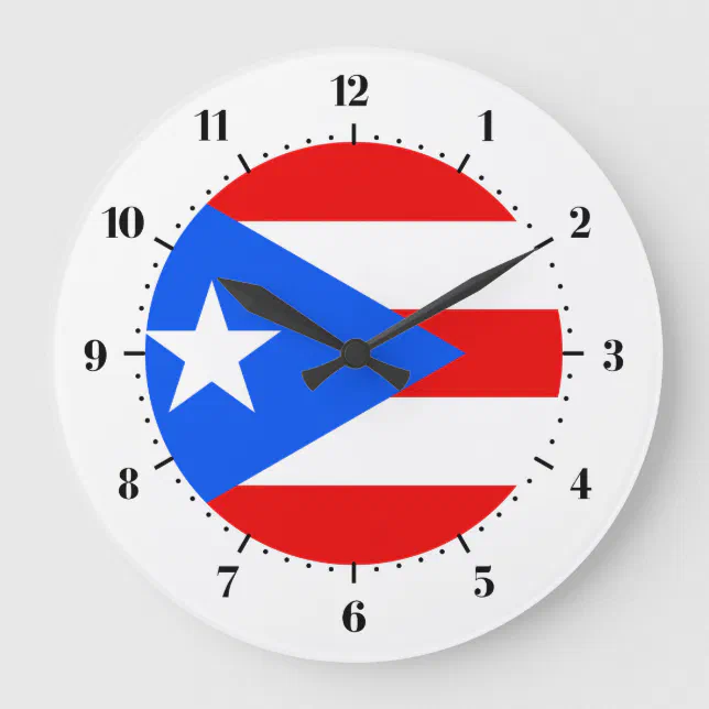 Puerto Rican flag Large Clock | Zazzle