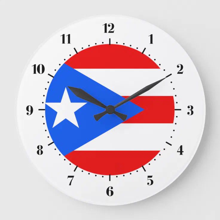 Puerto Rican flag Large Clock | Zazzle