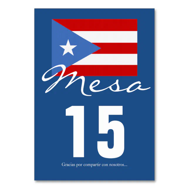 Puerto Rican Flag Party Theme Table Number | Zazzle