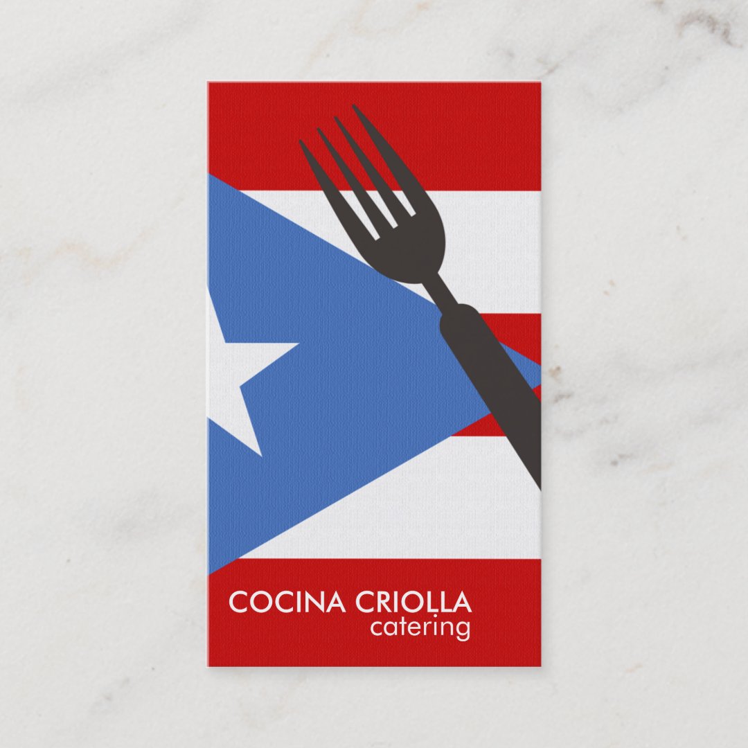 Puerto Rican Flag Restaurant or Catering Business Card | Zazzle