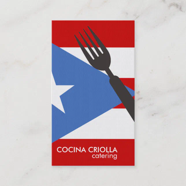 Puerto Rican Flag Restaurant or Catering Business Card | Zazzle