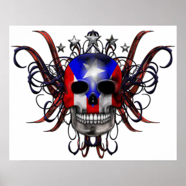 Puerto Rican Flag – Skull Poster | Zazzle