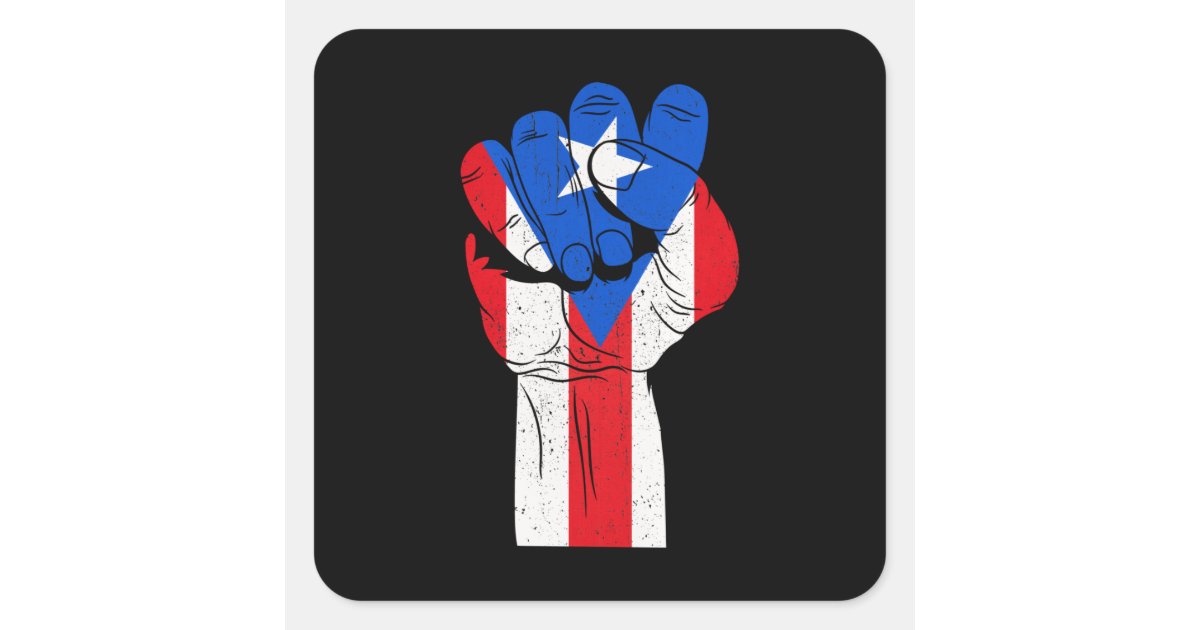 Puerto Rican Hand Puerto Rican Fist Square Sticker | Zazzle