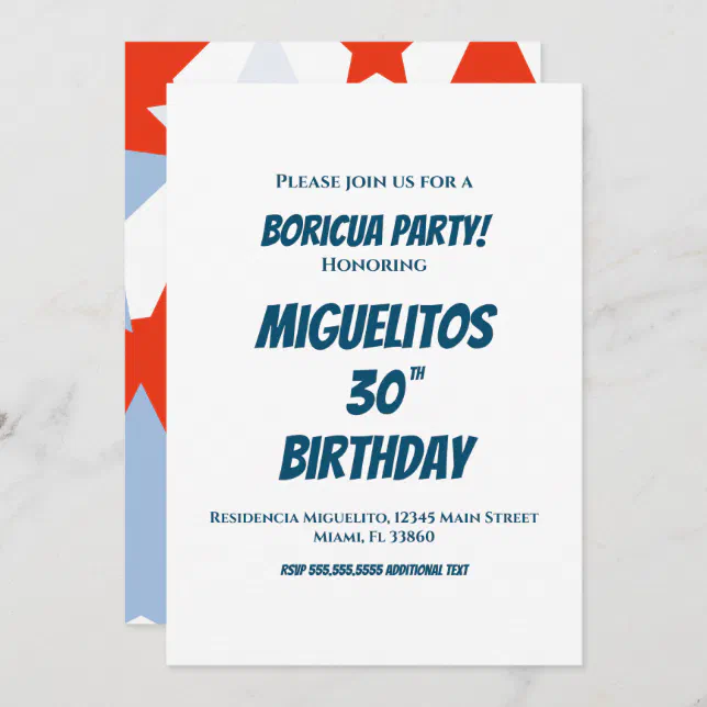 Puerto Rican Hispanic Latin Birthday Party Stars Invitation | Zazzle