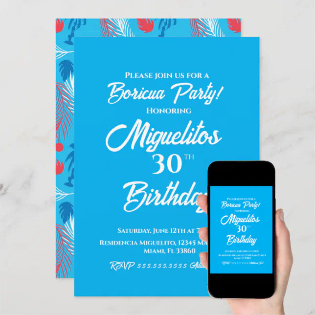 Puerto Rican Tropical Hispanic Birthday Party Invitation | Zazzle