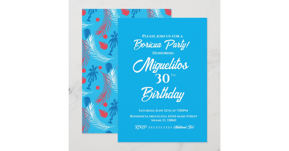 Puerto Rican Tropical Hispanic Birthday Party Invitation | Zazzle
