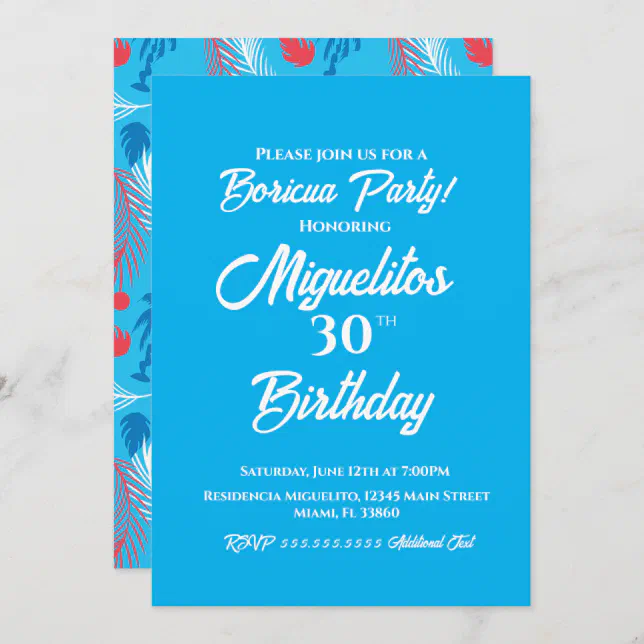 Puerto Rican Tropical Hispanic Birthday Party Invitation | Zazzle
