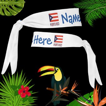 Puerto Rico and Puerto Rican Flag Blue Personalize Tie Headband | Zazzle
