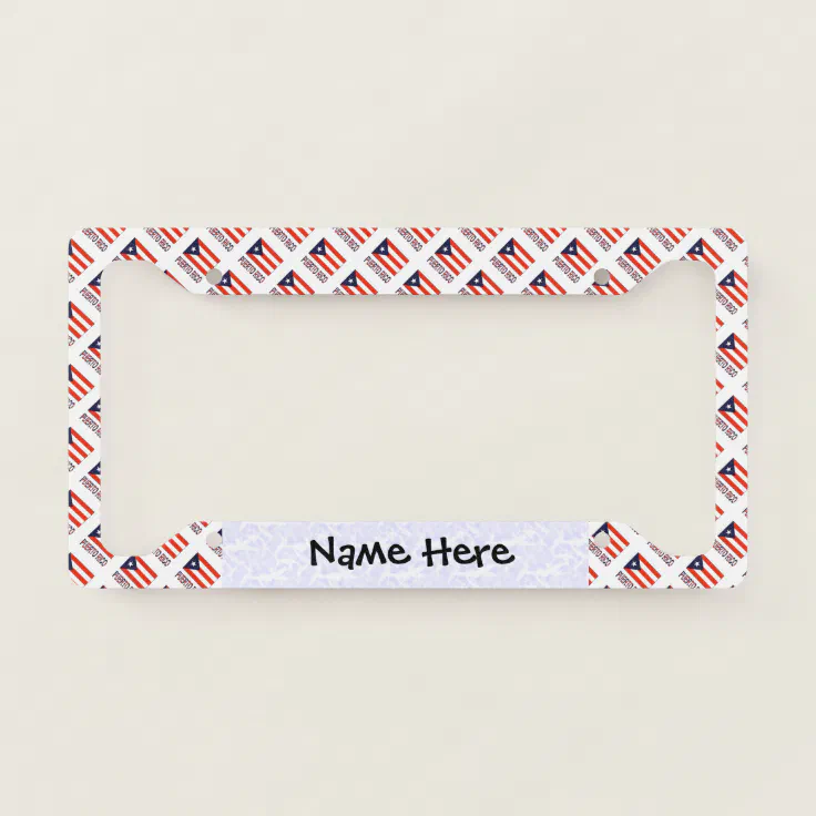 Puerto Rico and Puerto Rican Flag Tiled Your Name License Plate Frame ...