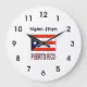 Puerto Rico and Puerto Rican Flag with Your Name L Large Clock | Zazzle