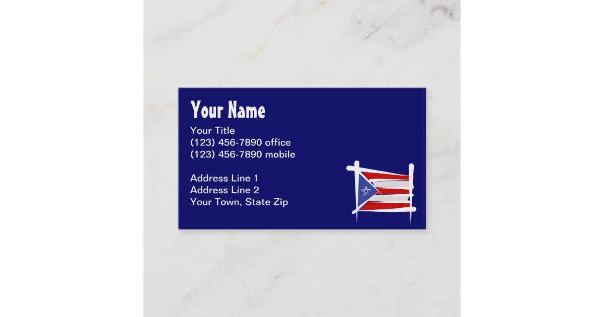 Puerto Rico Brush Flag Business Card | Zazzle