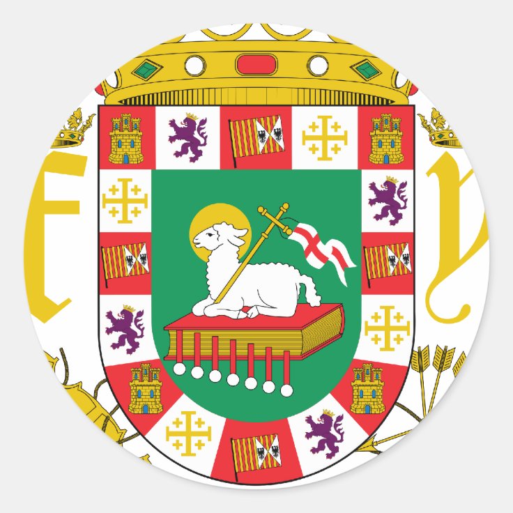 Puerto Rico Coat Of Arms Classic Round Sticker | Zazzle