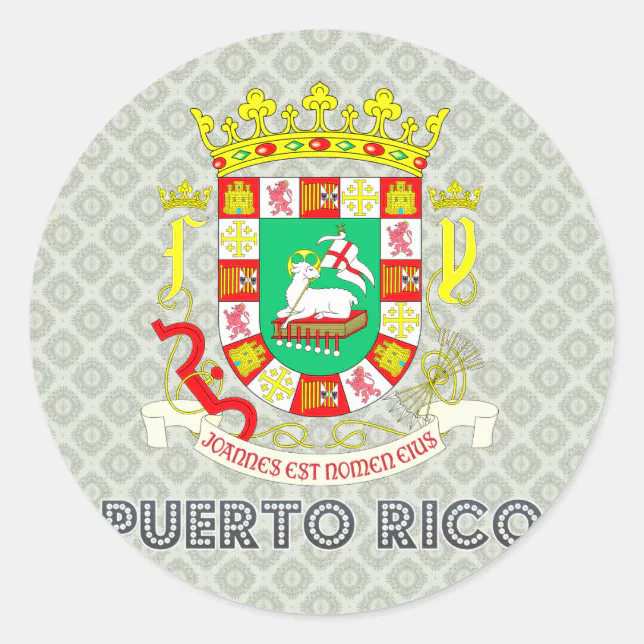 Puerto Rico Coat of Arms Classic Round Sticker | Zazzle
