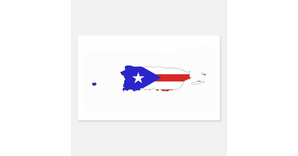 puerto rico country flag map rectangular sticker | Zazzle