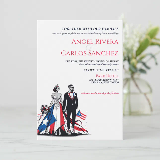 Puerto Rico Couple Wedding Invitation | Zazzle