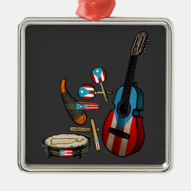 Puerto Rico Flag | Boricua Traditional Instruments Metal Ornament | Zazzle
