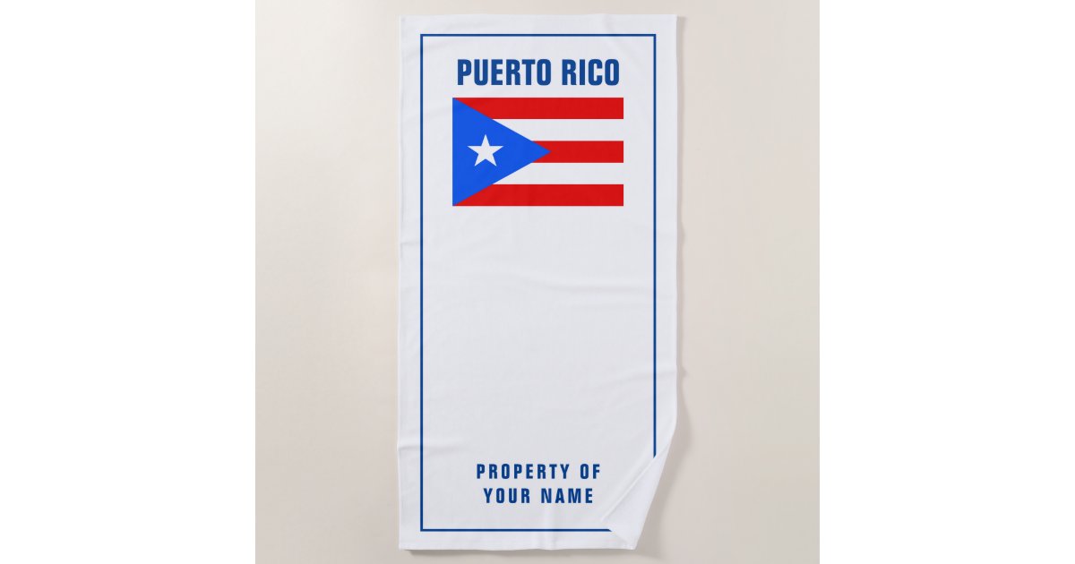 Puerto Rico flag custom beach towel gift with name | Zazzle
