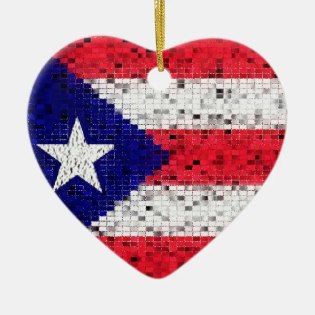 Puerto Rico Flag glitter ornament | Zazzle