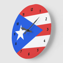 Puerto Rico Flag Large Clock | Zazzle