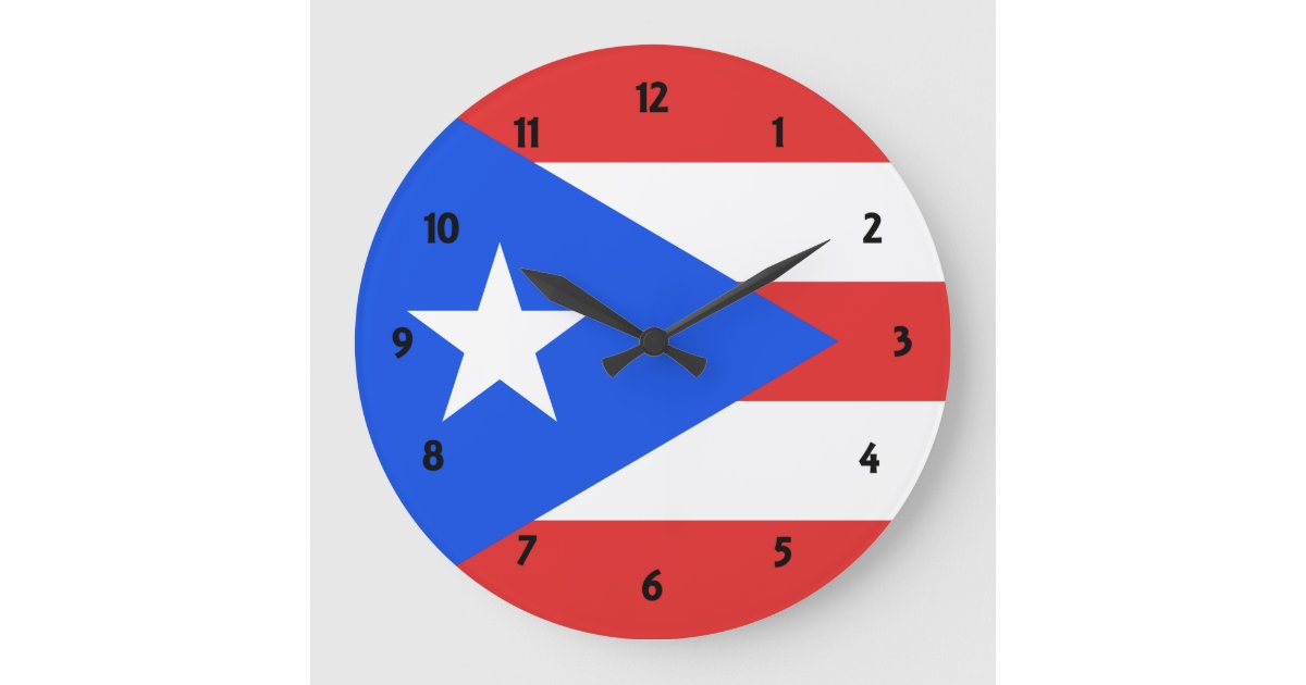 Puerto Rico Flag Large Clock | Zazzle
