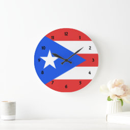 Puerto Rico Flag Large Clock | Zazzle