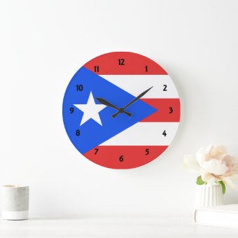 Puerto Rico Flag Large Clock | Zazzle