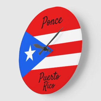 Puerto Rico Flag Large Clock | Zazzle