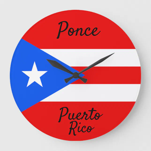 Puerto Rico Flag Large Clock | Zazzle