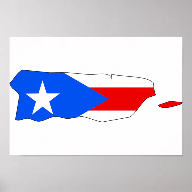 Puerto Rico Flag Map Poster | Zazzle