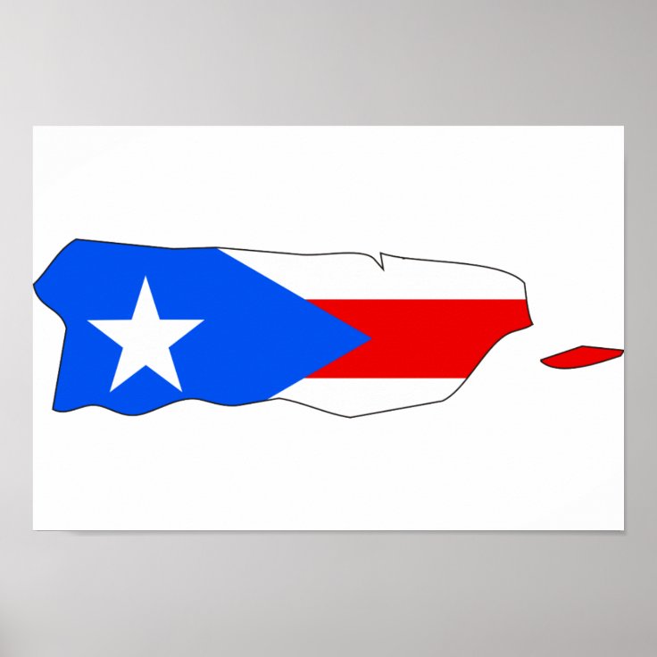 Puerto Rico Flag Map Poster | Zazzle