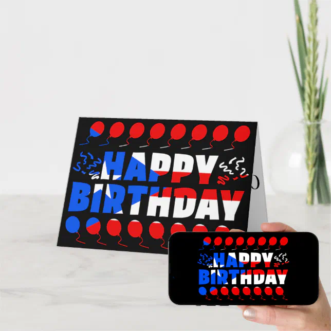 Puerto Rico Flag Patriotic Birthday Card | Zazzle