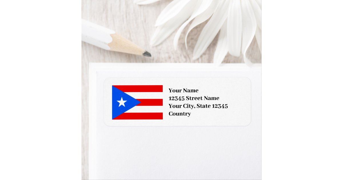 Puerto Rico flag return address labels | Zazzle