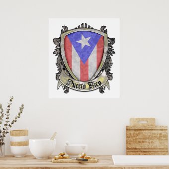 Puerto Rico Flag - Shield Crest Poster | Zazzle