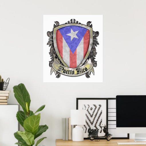 Puerto Rico Flag - Shield Crest Poster | Zazzle