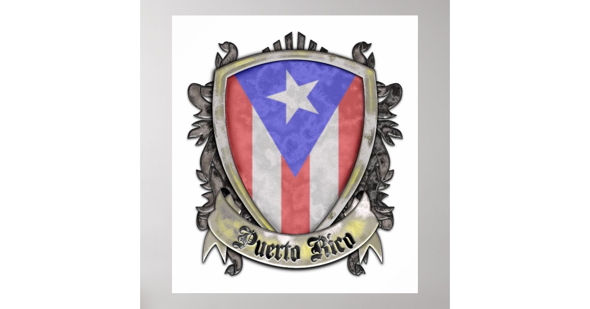 Puerto Rico Flag - Shield Crest Poster | Zazzle