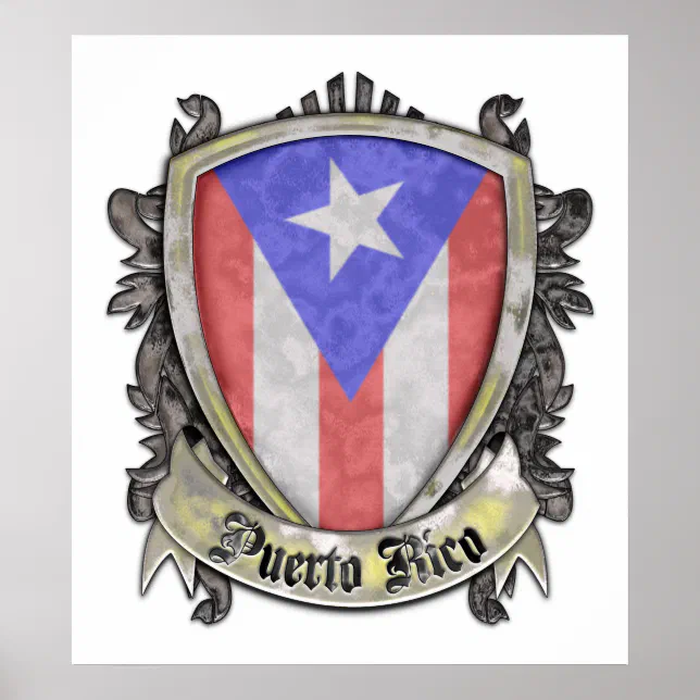 Puerto Rico Flag - Shield Crest Poster | Zazzle