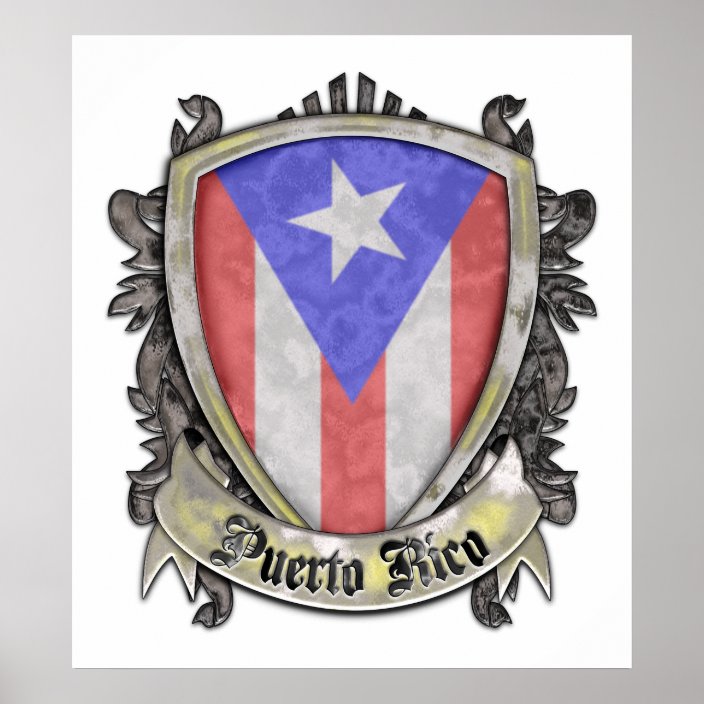 Puerto Rico Flag - Shield Crest Poster | Zazzle.com