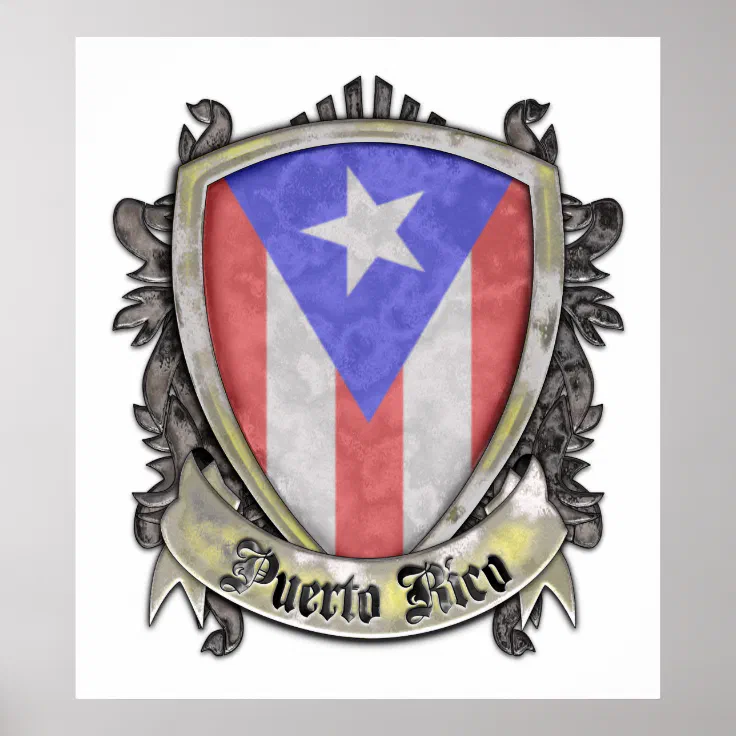 Puerto Rico Flag - Shield Crest Poster | Zazzle