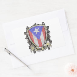 Puerto Rico Flag - Shield Crest Rectangular Sticker | Zazzle