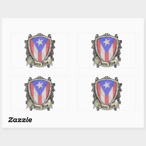 Puerto Rico Flag - Shield Crest Rectangular Sticker | Zazzle